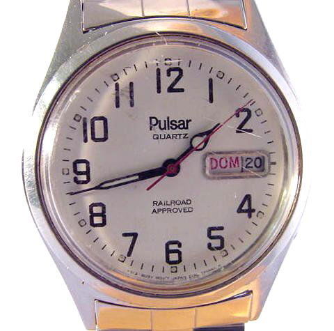 1895: Pulsar Quartz Railroad Approved Wrist Watch NR