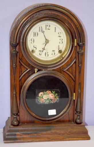 Antique Atkins Rosewood Round Top Shelf Clock