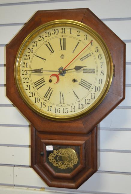 Waterbury Octagon Calendar Wall Clock-ClockPrices.Com