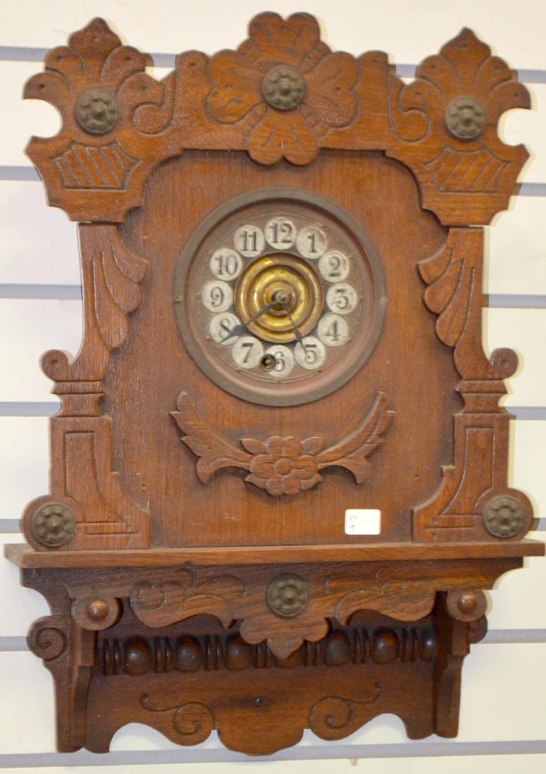 Antique Oak Waterbury Hanging "colonial" Clock