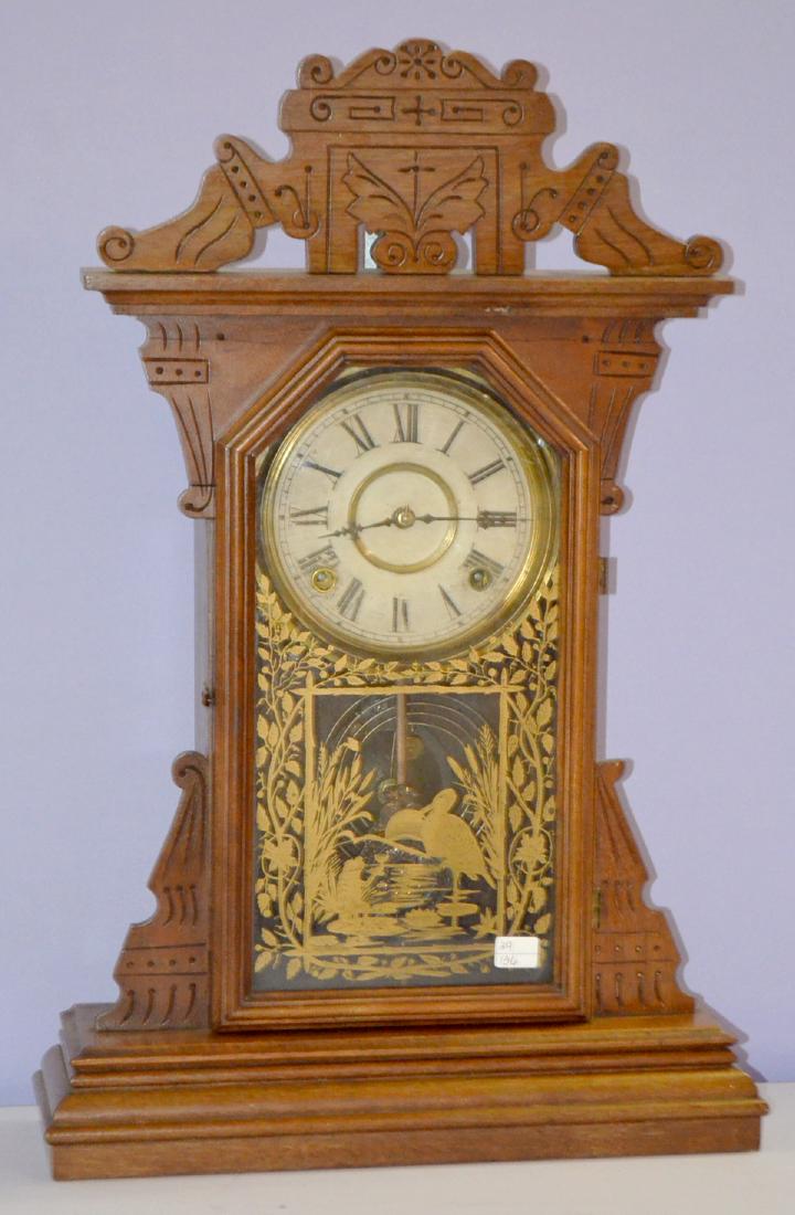 Antique E. N. Welch Carved Kitchen Clock