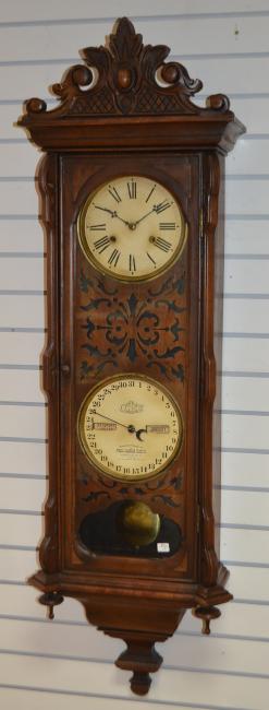 Walnut Ithaca No. 3 Vienna Dbl Dial Wall Clock Price Guide