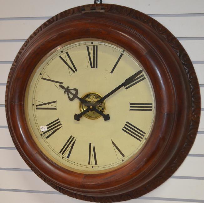 27″ Round Oak Gallery Clock-ClockPrices.Com
