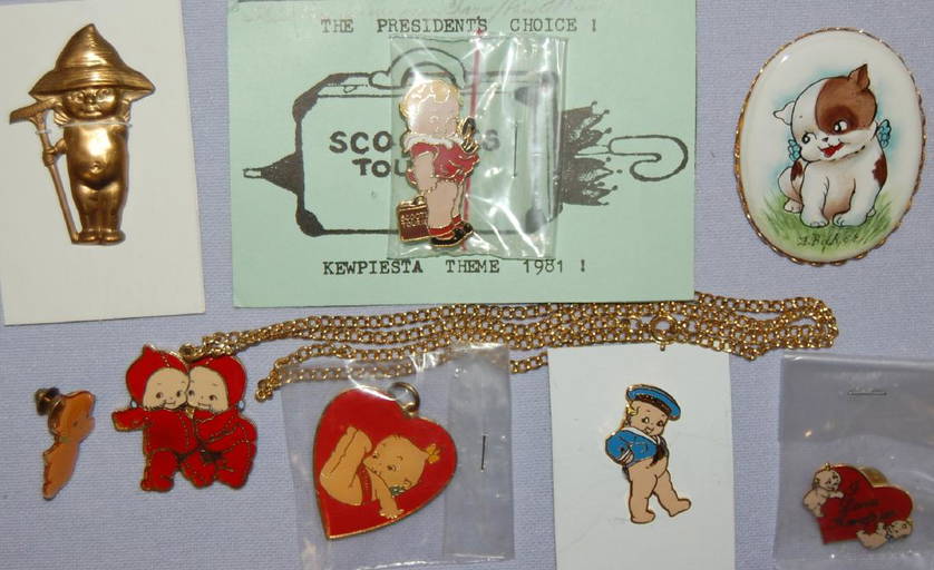 I.r.o'n.a. Kewpiesta Enameled Charms & Pins