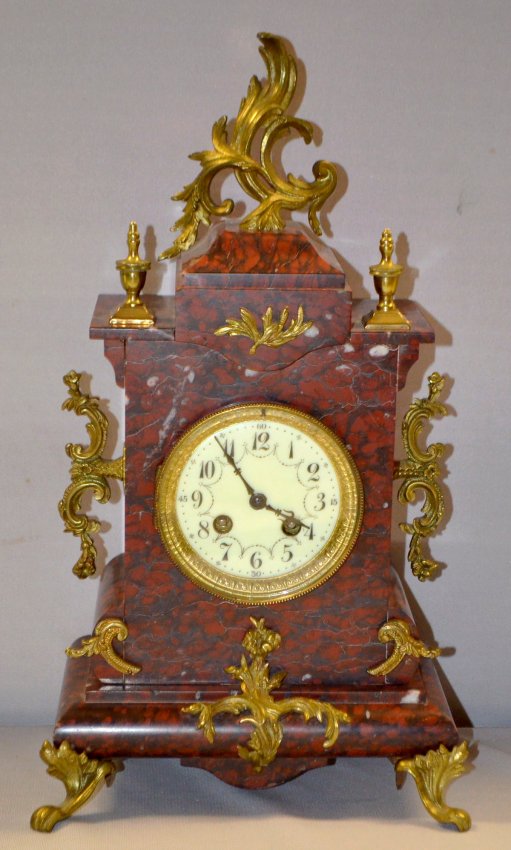 French Red Marble Shelf Clock Price Guide