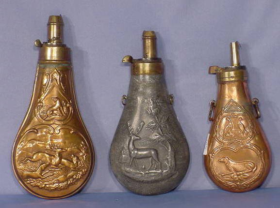 3 Civil War Era Powder/shot Flasks