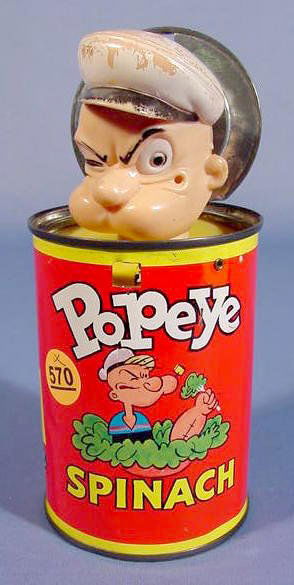 570: Mattel Popeye in Spinach Can Pop Up, 1957