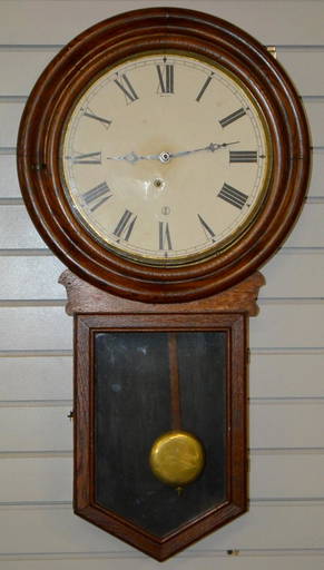 Antique Ingraham Long Drop "postal" Clock. Oak Case