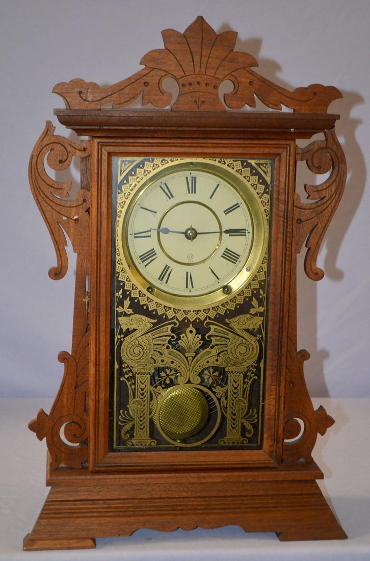 Antique Seth Thomas Oak Kitchen Clock: T & S; 5" Signed