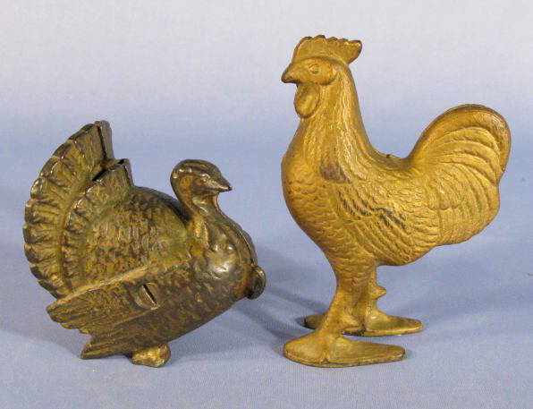 Cast Iron Turkey & Chicken Penny Banks