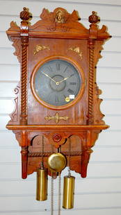 American Waterbury Wall Hung Weight Driven Clock