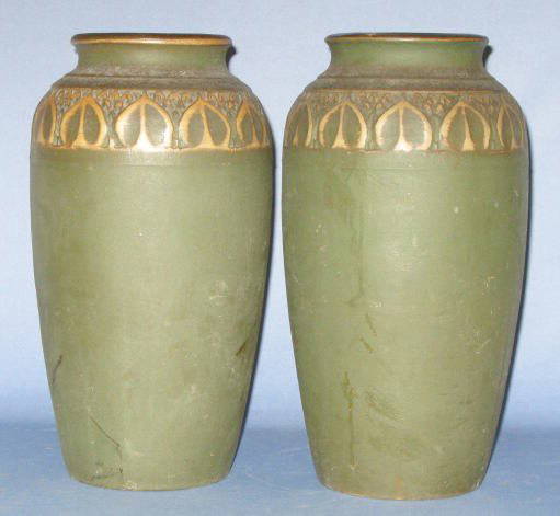 Pair Western Stoneware Co. Vases