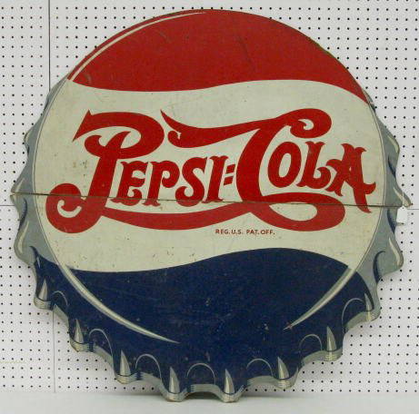 Pepsi Cola Pressed Wood Bottle Cap Sign