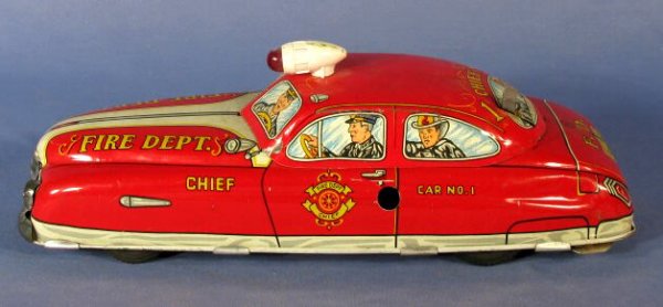 10: Marx Fire Chief Car No.1 Tin Friction Toy