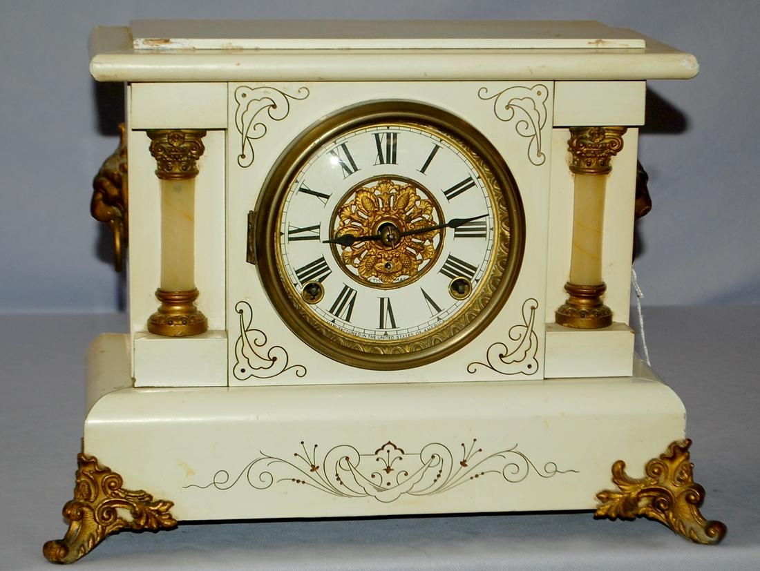 Seth Thomas White Mantle Clock-ClockPrices.Com