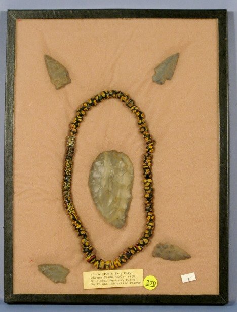 270: Early Trade Bead Necklace & Kentucky Flint