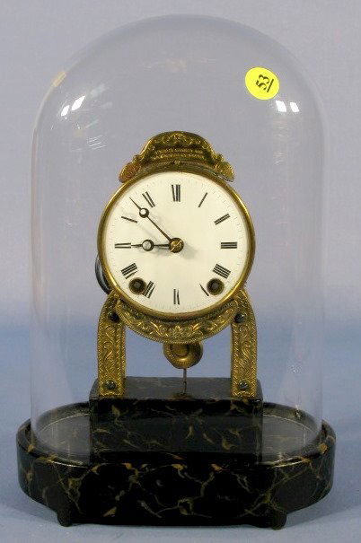53: Terry Clock Co. Early Dome Clock on Iron Base