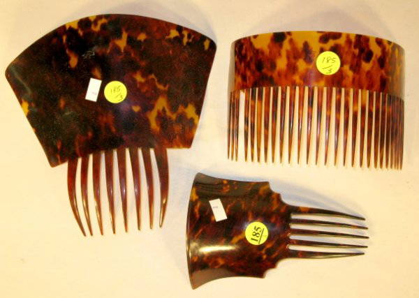 3 Tortoise Shell Colored Hair Combs