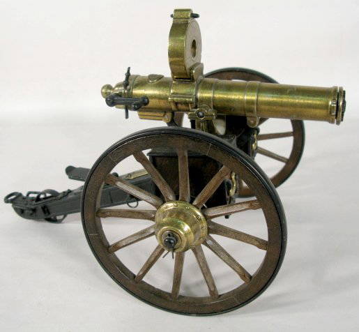 Scale Model Brass Gatling Gun On Caisson