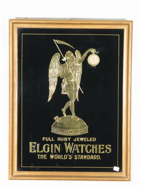 Reverse Painted Elgin Watch Advertising Sign