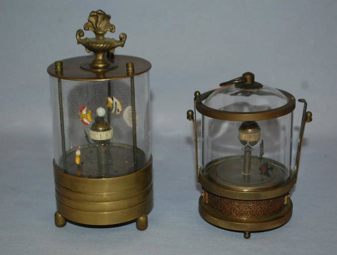 2 Vintage Animated Fish Aquarium Clocks