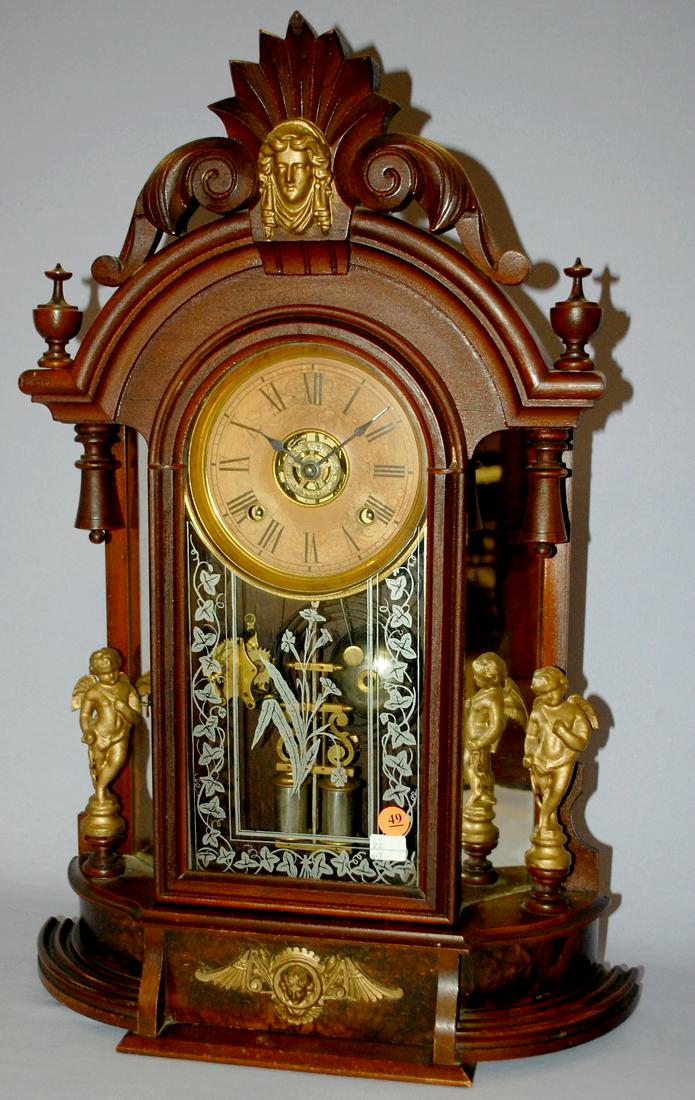 Ansonia Triumph Mirror Side Clock With Alarm