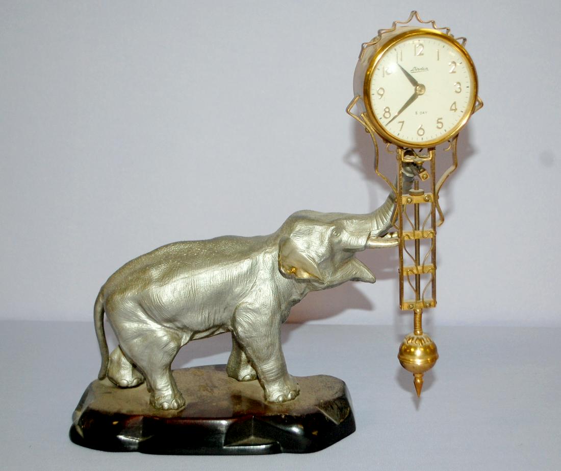 Vintage Linden 8 Day Elephant Swinging Arm Clock