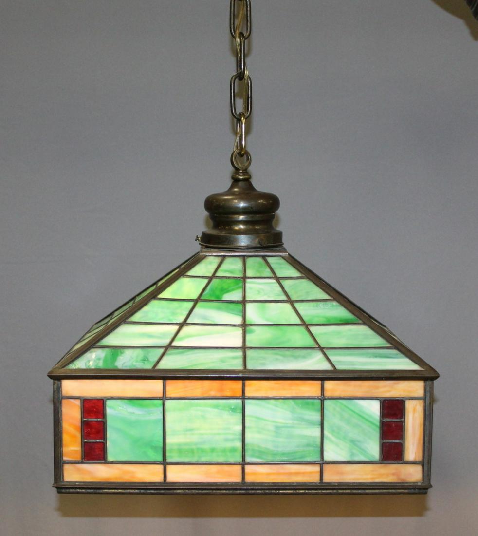 Antique Square Leaded Glass Hanging Shade