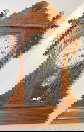 Walnut Waterbury "buffalo" Calendar Clock