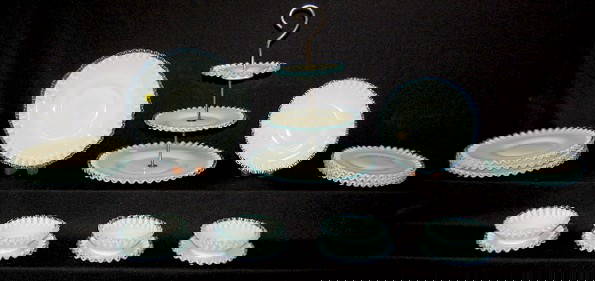 17 Fenton Blue Crest Dinnerware Items