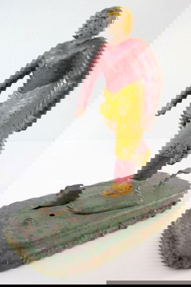 155: Cast Metal Mechanical Football Kicker Toy