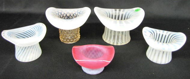 5 Fenton Glass Top Hats, Opalescent & Hobnail