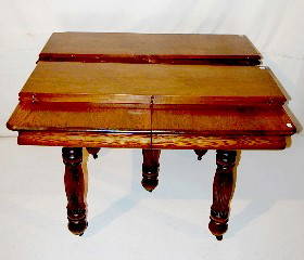 Antique 5 Leg Square Oak Dining Room Table