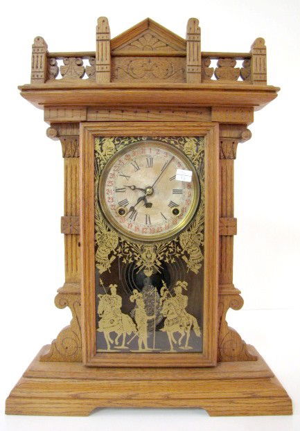 E.N Welch Oak “No 65” Kitchen Clock. T&S signed dial; Price Guide