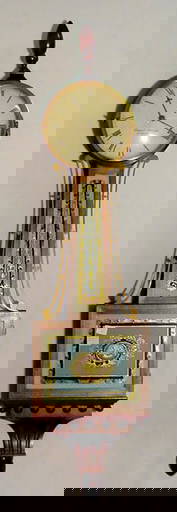 Elmer Stennes Banjo Clock In Walnut & Mixed Wood