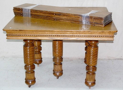 Antique Square Oak Dining Room Table W/leaves