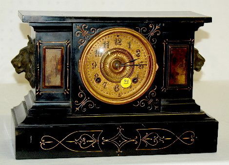 Seth Thomas Mantel Clock. Lion heads on side, w/ metal Price Guide