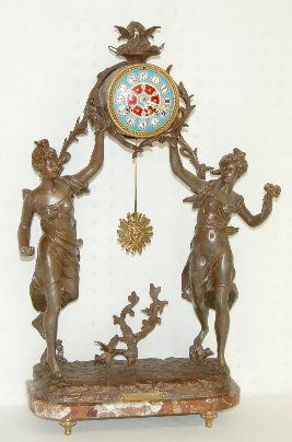 French double statue figure clock Price Guide
