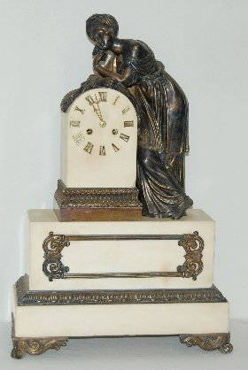 French Silk String Marble Statue Clock