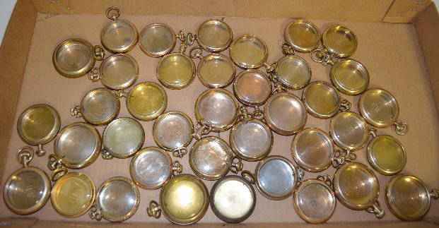 35 Open Faces Pocket Watch Cases, No Movements