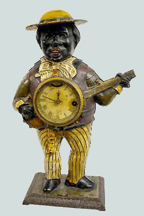 Cast Iron "banjo Player" Blinking Eye Clock