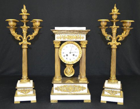 3 piece French garniture Marble Clock Set Price Guide
