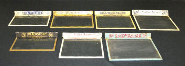 7 Tin Litho and Glass Cigar Box Lids