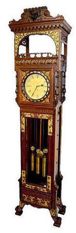 Unusual 106" German Rosewood Tall Case Clock