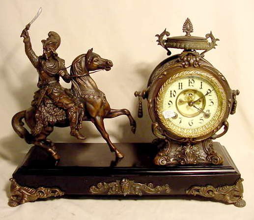 644: New Haven Knight Statue Clock NR