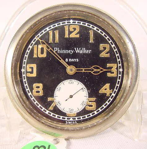 8 Day Phinney Walker Car Clock, Swiss Nr
