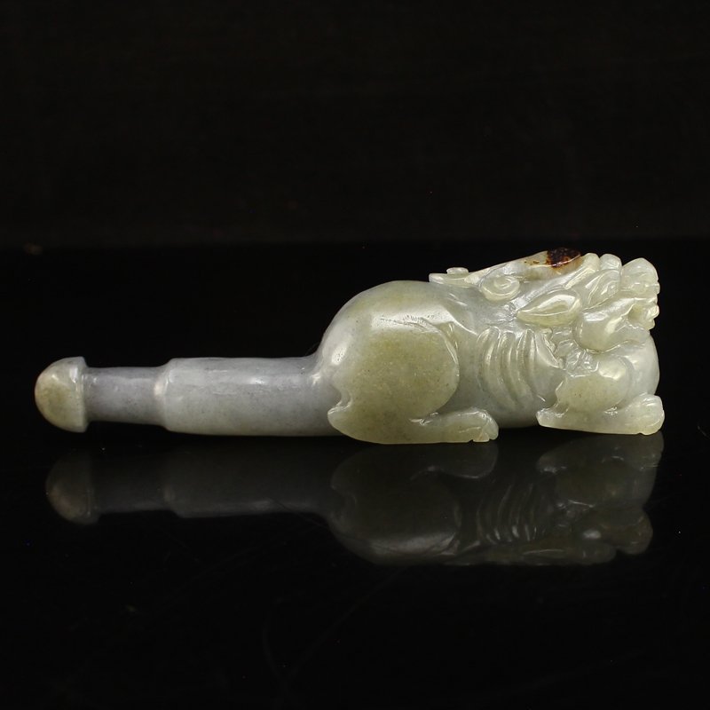 Vintage Chinese Hetian Jade Fortune Pixiu Tobacco Pipe