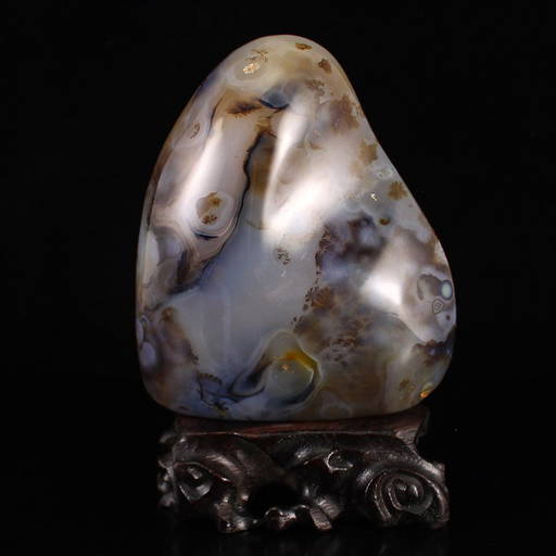 Chinese Natural Water Grass Agate Statue W Certificate