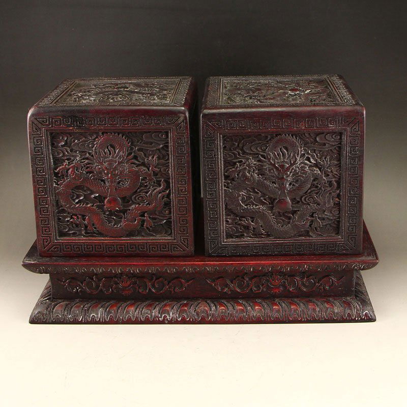Vintage Chinese Zitan Wood Seal Box