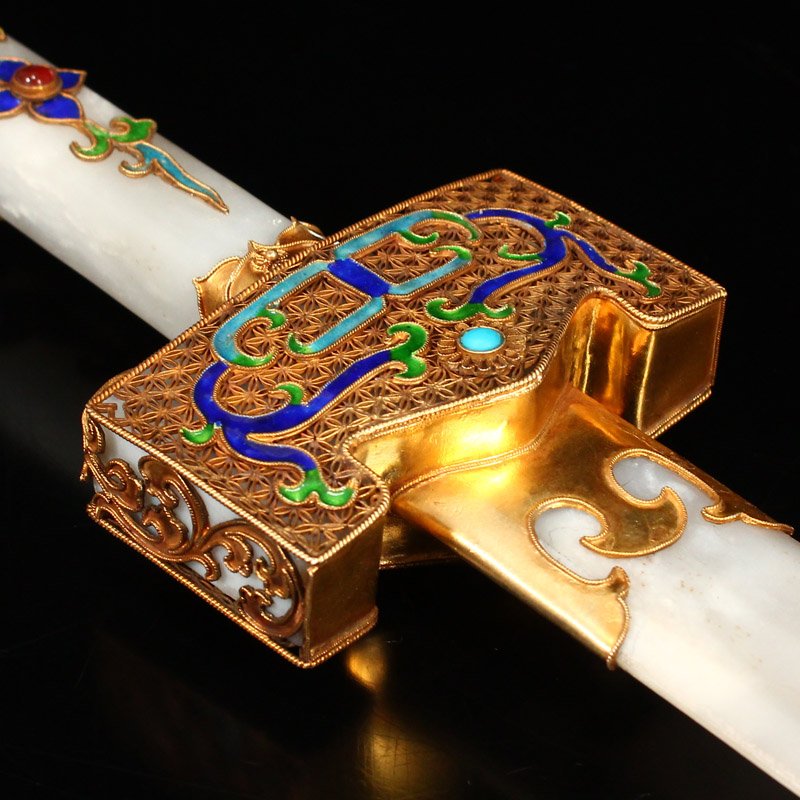 A Pair Chinese Gold Wire Enamel Inlay Hetian Jade Sword - Dec 31, 2018 ...